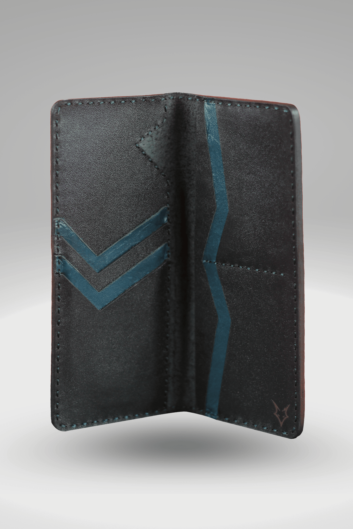Unisex Black Hand-Stitched Leather Long Wallet - Arcane Fox