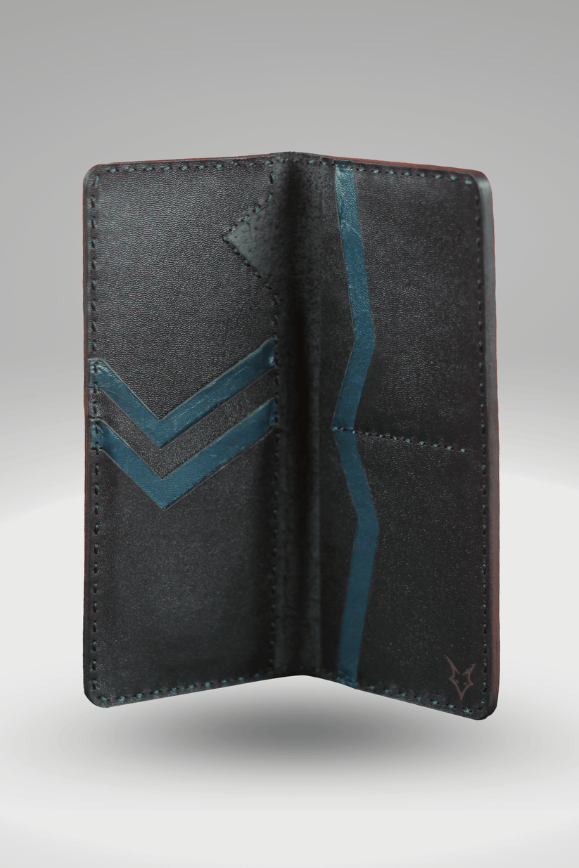 Unisex Black Hand-Stitched Leather Long Wallet - Arcane Fox
