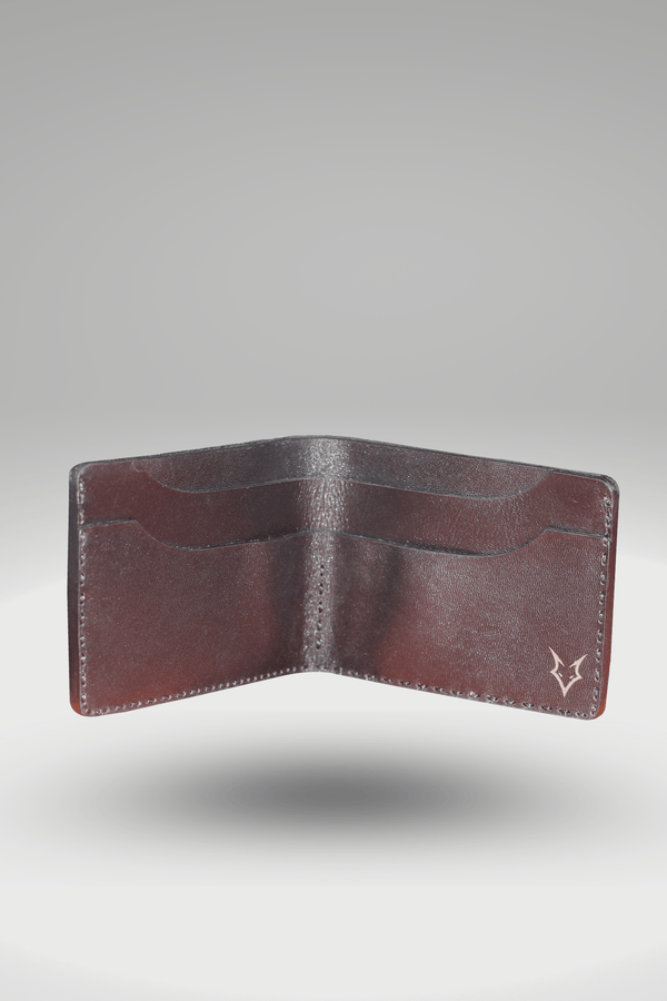 Men's Maroon Lining Hand-Made Leather Mini Wallet - Arcane Fox