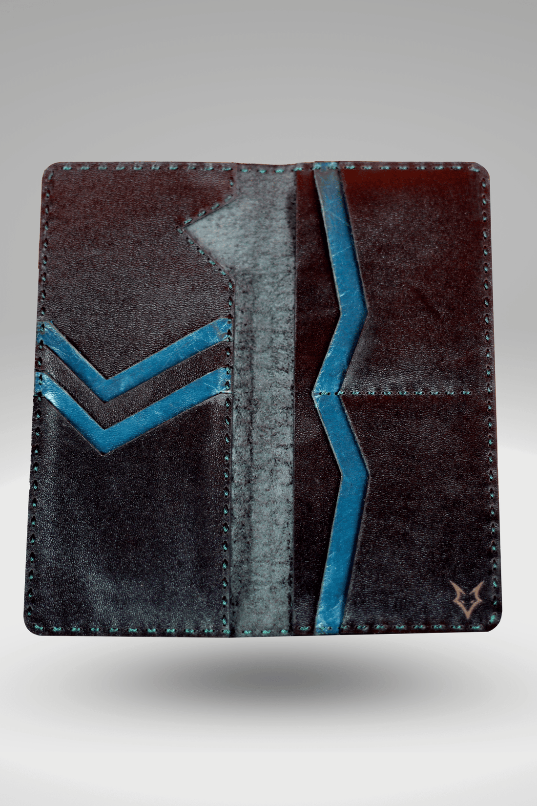 Unisex Black Hand-Stitched Leather Long Wallet - Arcane Fox