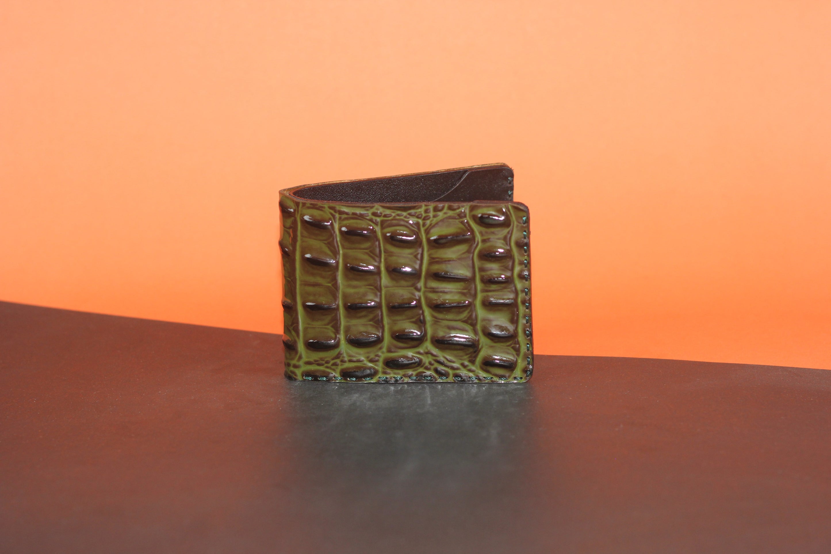 Unisex Dark Green Leather Wallet | Exotic Bifold Long Wallet